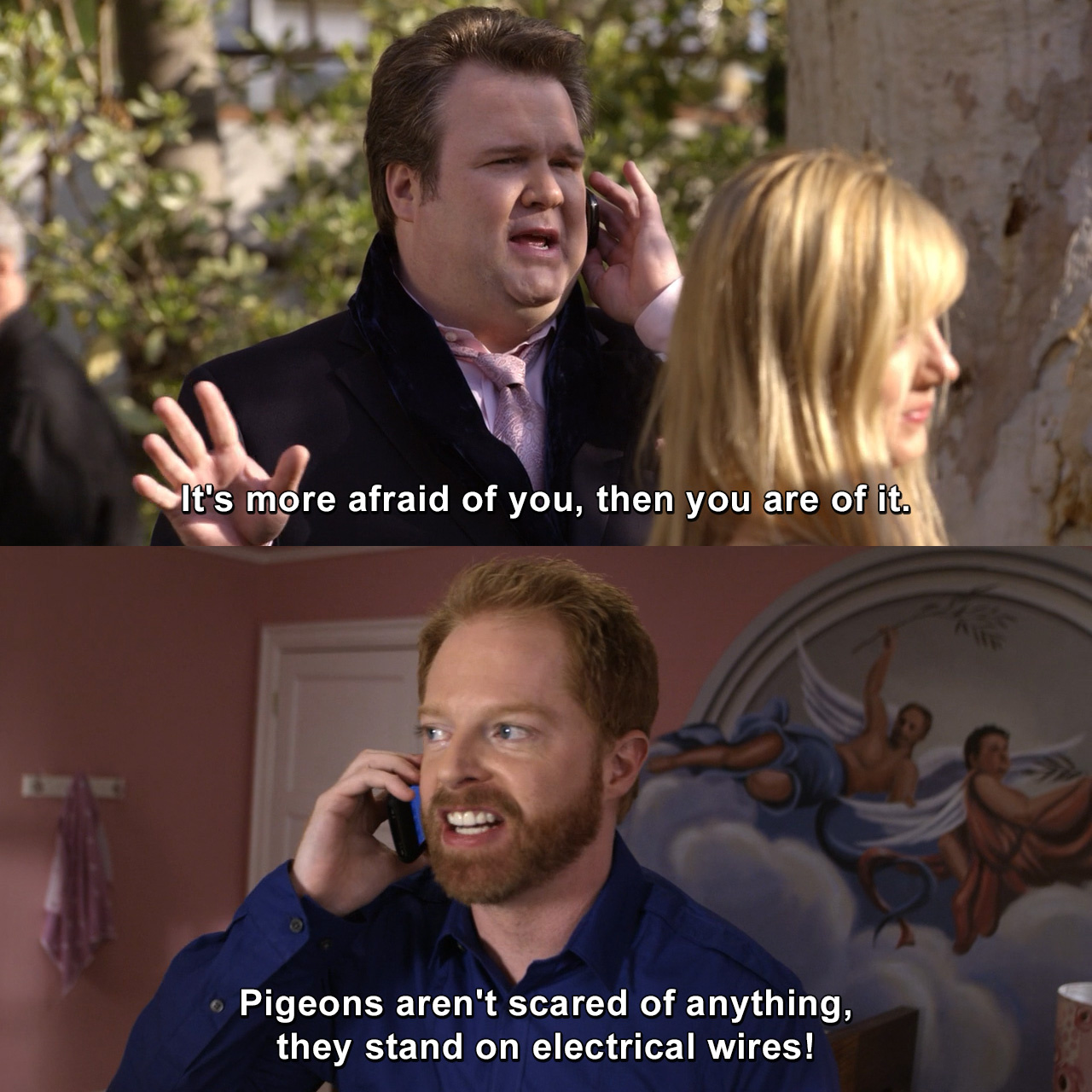 It's more afraid of you, then you are of it. Pigeons aren't scared of ...