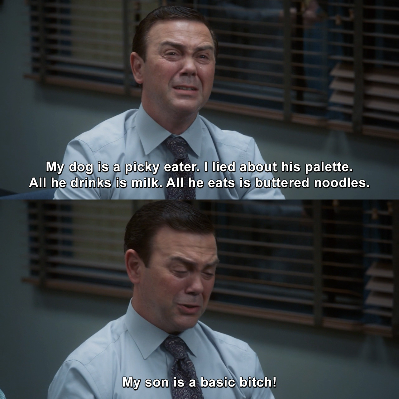 Nikolaj is a picky eater. I lied about his palette. All he drinks is ...