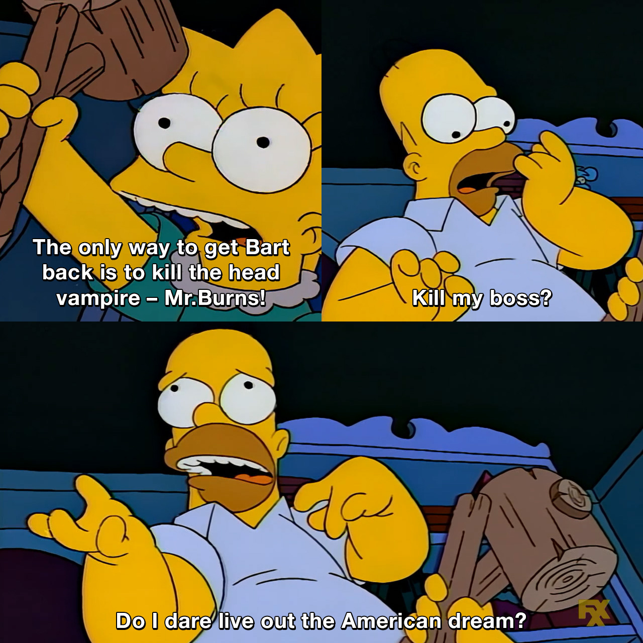 The only way to get Bart back is to kill the head vampire – Mr.Burns ...